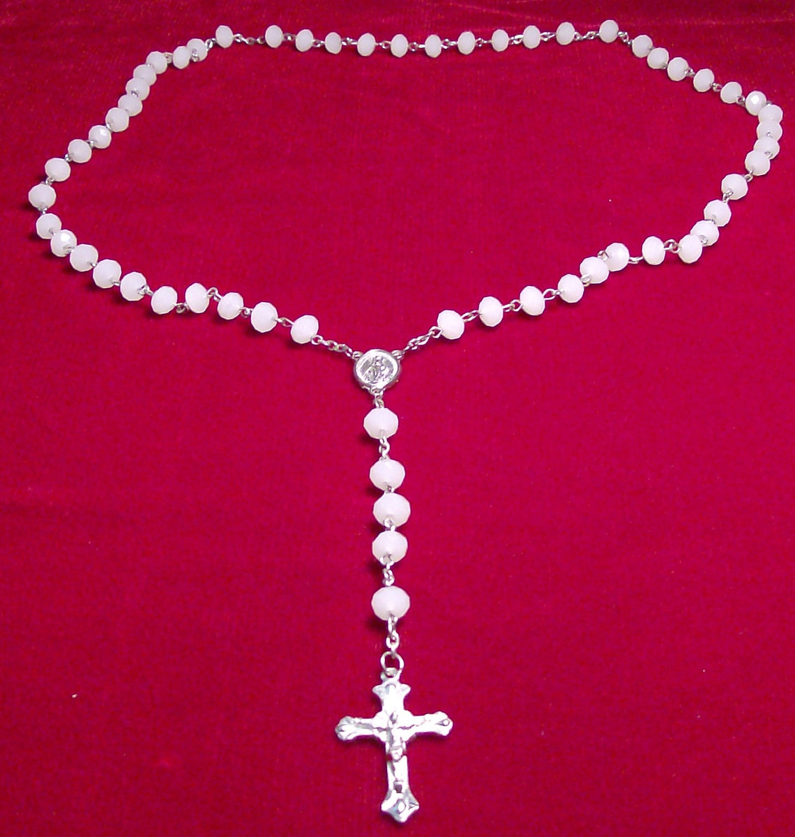 White rosary necklace store